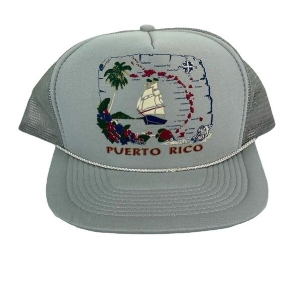 nissin | Accessories | Vintage Nissin Puerto Rico Map Adjustable Hat ...